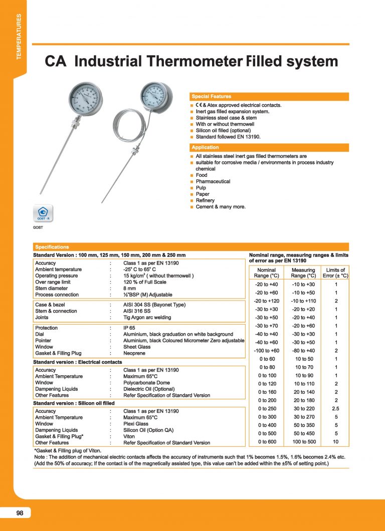 CA Industrial Thermometer Filed system - PORNGORKANDEE CO., LTD.